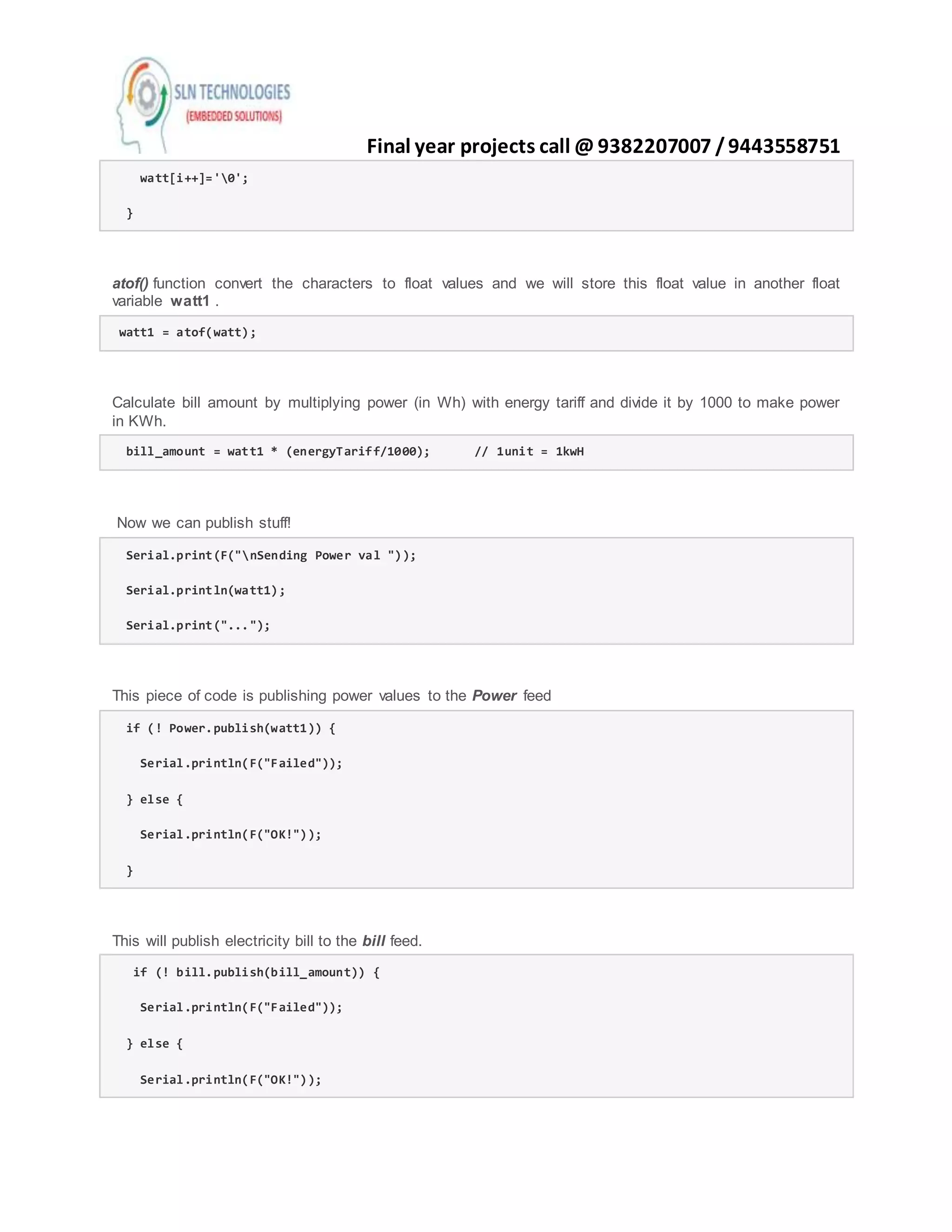 Io t based electricity energy meter using esp12 and arduino at sln ...