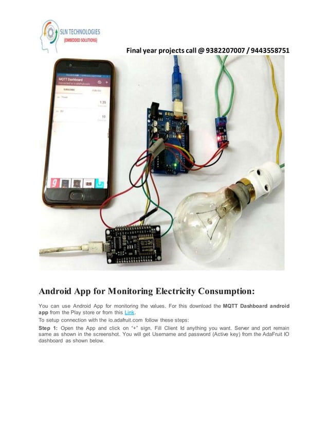Io t based electricity energy meter using esp12 and arduino at sln technologies | PDF