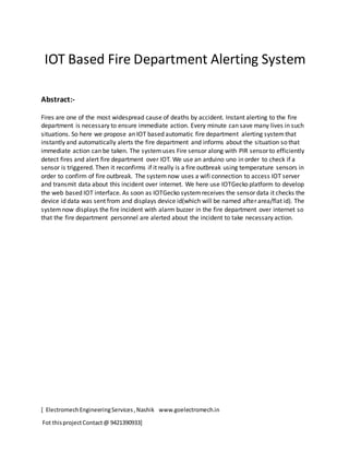 Iot based fire department alerting system | PDF