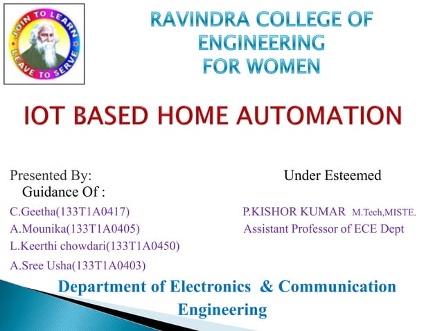 Iot based home automation | PPTX