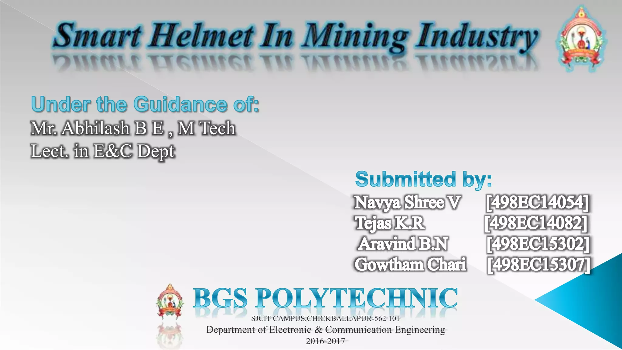 Iot based smart helmet used in mining industry | PPTX