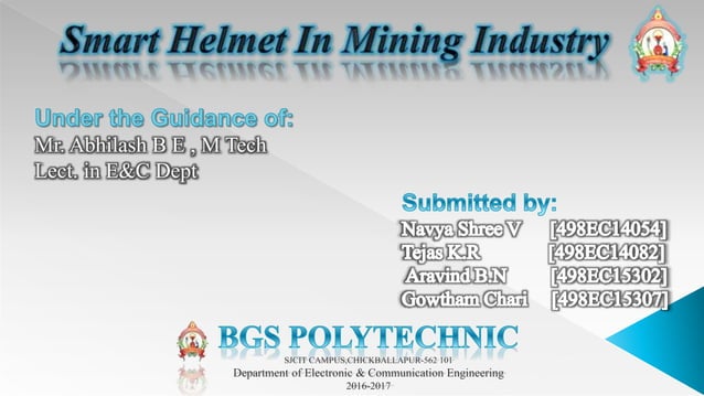 Iot Based Smart Helmet Used In Mining Industry Pptx Technology