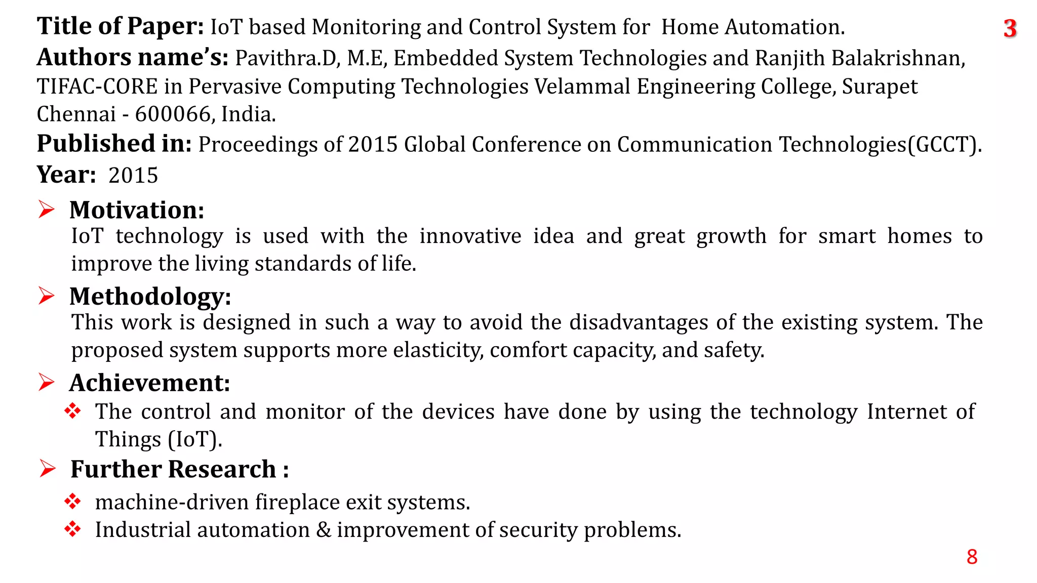 Internet Of Things Iot Based Smart Security And Home Automation System Ppt