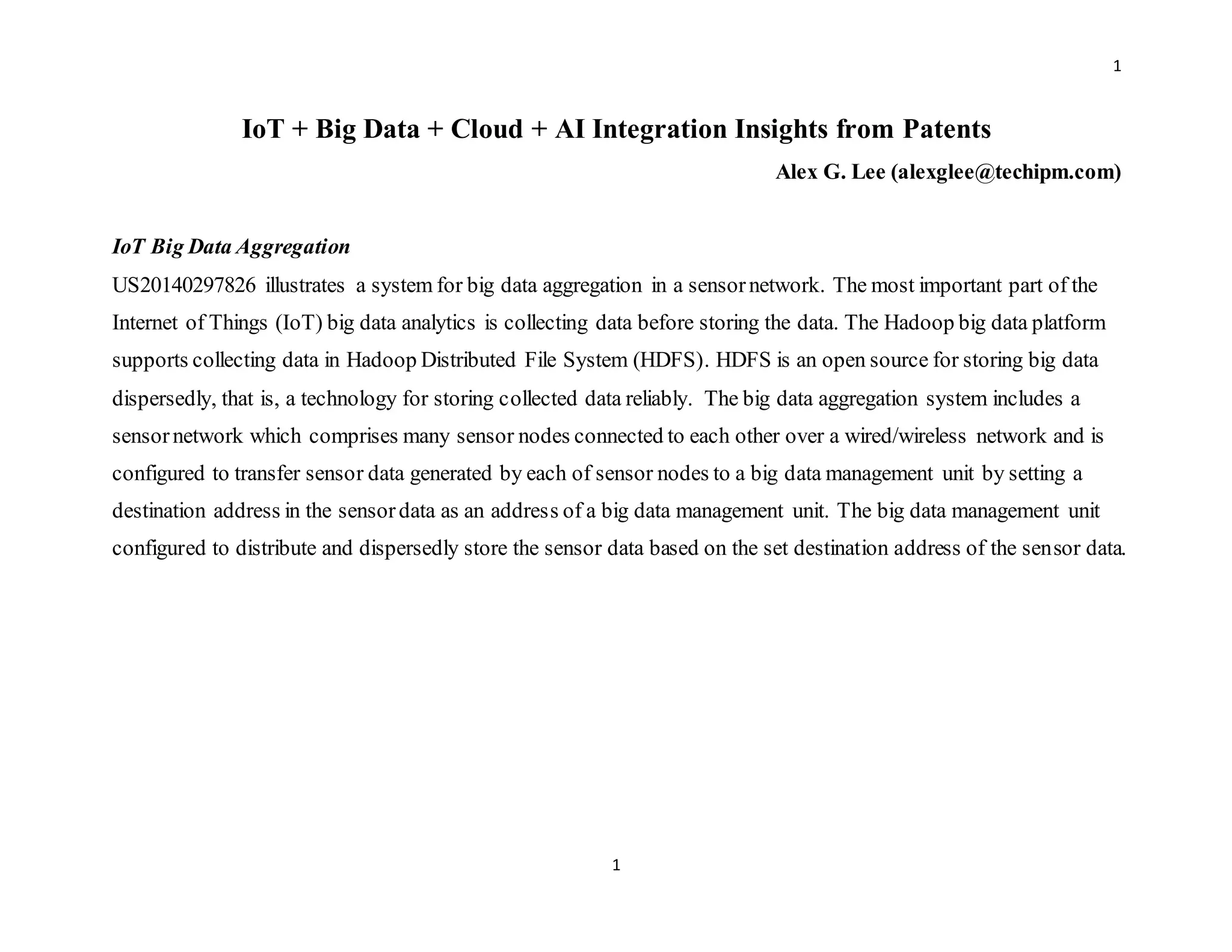 Iot Big Data Cloud Ai Integration Insights From Patents Ppt