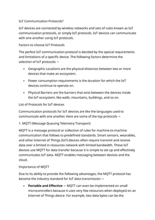 IoT Communication Protocols.docx for communication protocol | DOCX