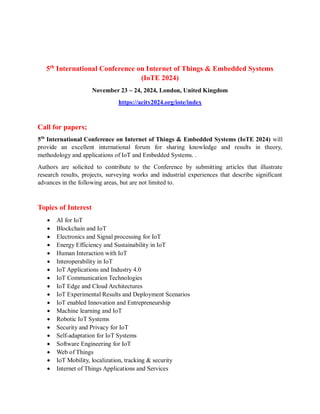 5th International Conference on Internet of Things & Embedded Systems ...