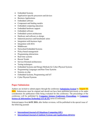 Call for Papers - 5th International Conference on Internet of Things & Embedded Systems (IoTE ...