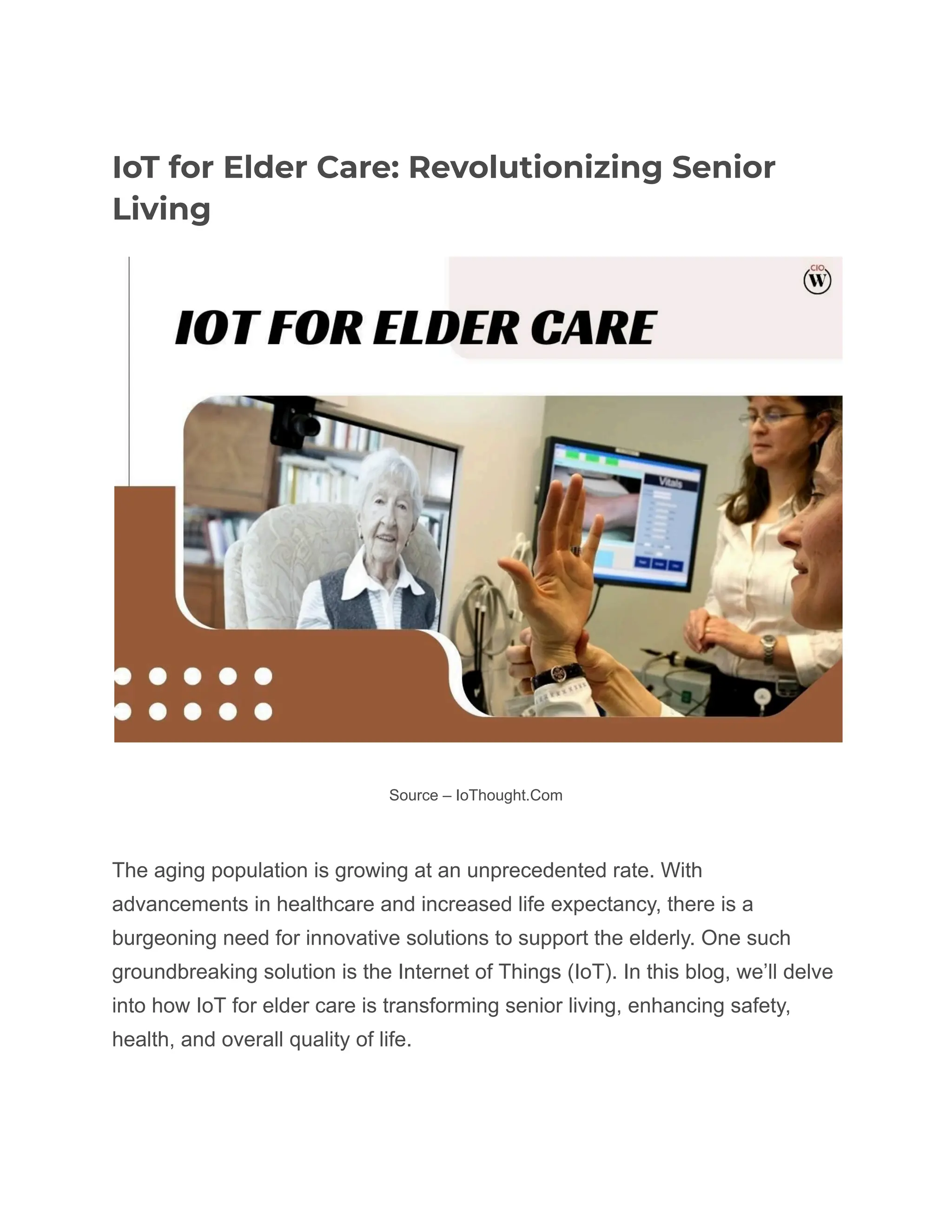 IoT for Elder Care: Revolutionizing Senior Living | CIO Women Magazine ...
