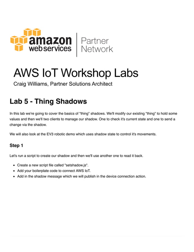 AWS IoT 핸즈온 워크샵 - 실습 3. AWS IoT Thing Shadow (김무현 솔루션즈 아키텍트) | PDF