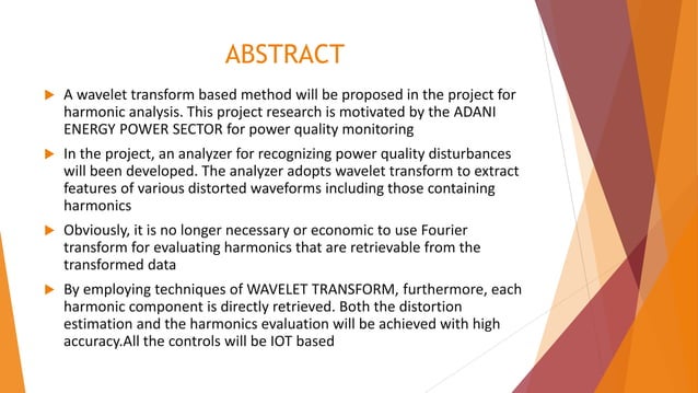 Iot based harmonic analysis using wavelet transform | PPTX