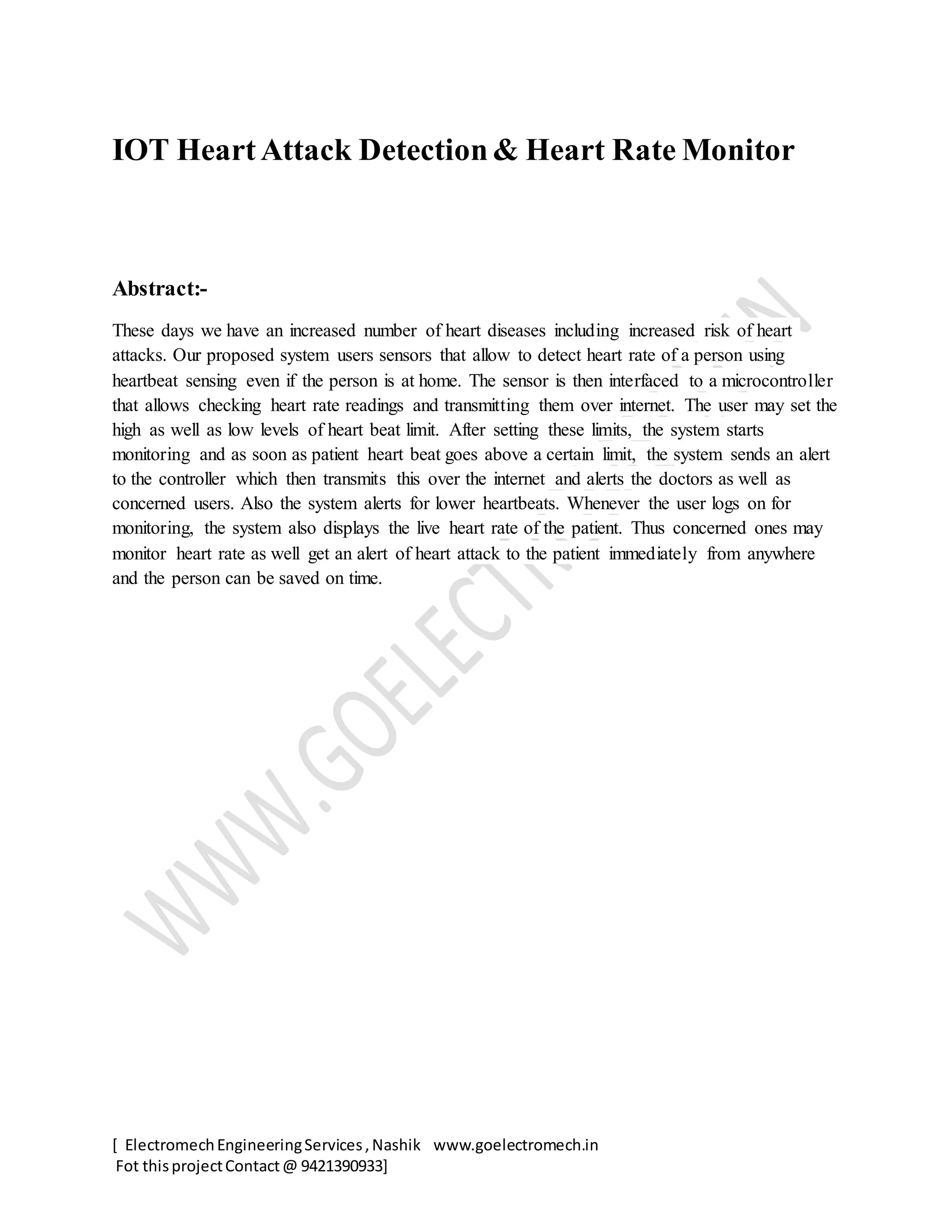 Iot heart attack detection & heart rate monitor | DOCX