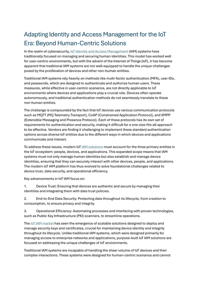 Adapting Identity and Access Management for the IoT Era: Beyond Human-Centric Solutions | PDF