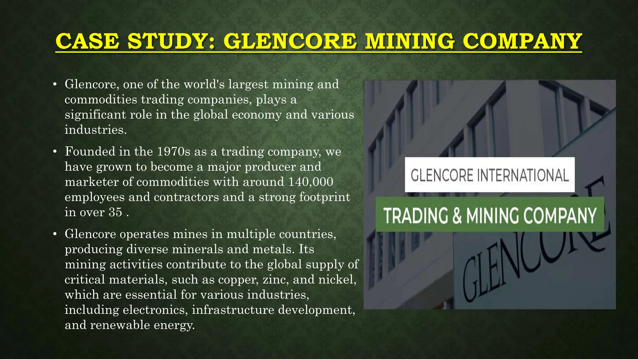 CASE STUDY OF GLENCORE COMPANY (IOT IN MINING INDUSTRIES ) | PPTX