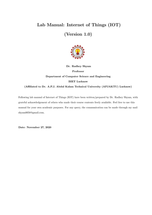 Iot lab manual new | PDF