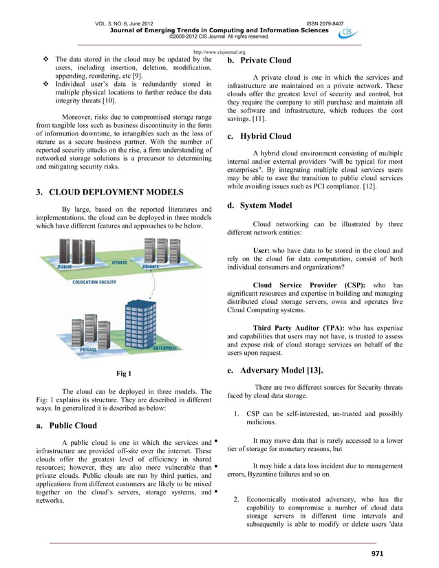 Proposed Model for Enhancing Data Storage Security in Cloud Computing Systems | PDF
