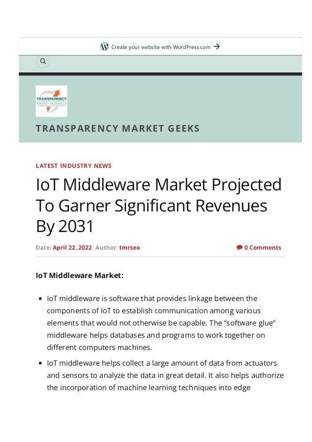 IoT Middleware Market | PDF | Cloud Computing | Internet