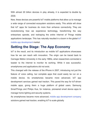 IoT Mobile Apps Transforming Dailys Life | PDF