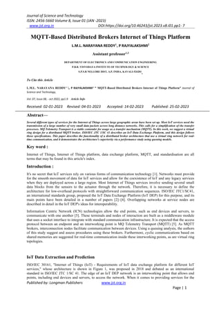 MQTT-Based Distributed Brokers Internet of Things Platform | PDF