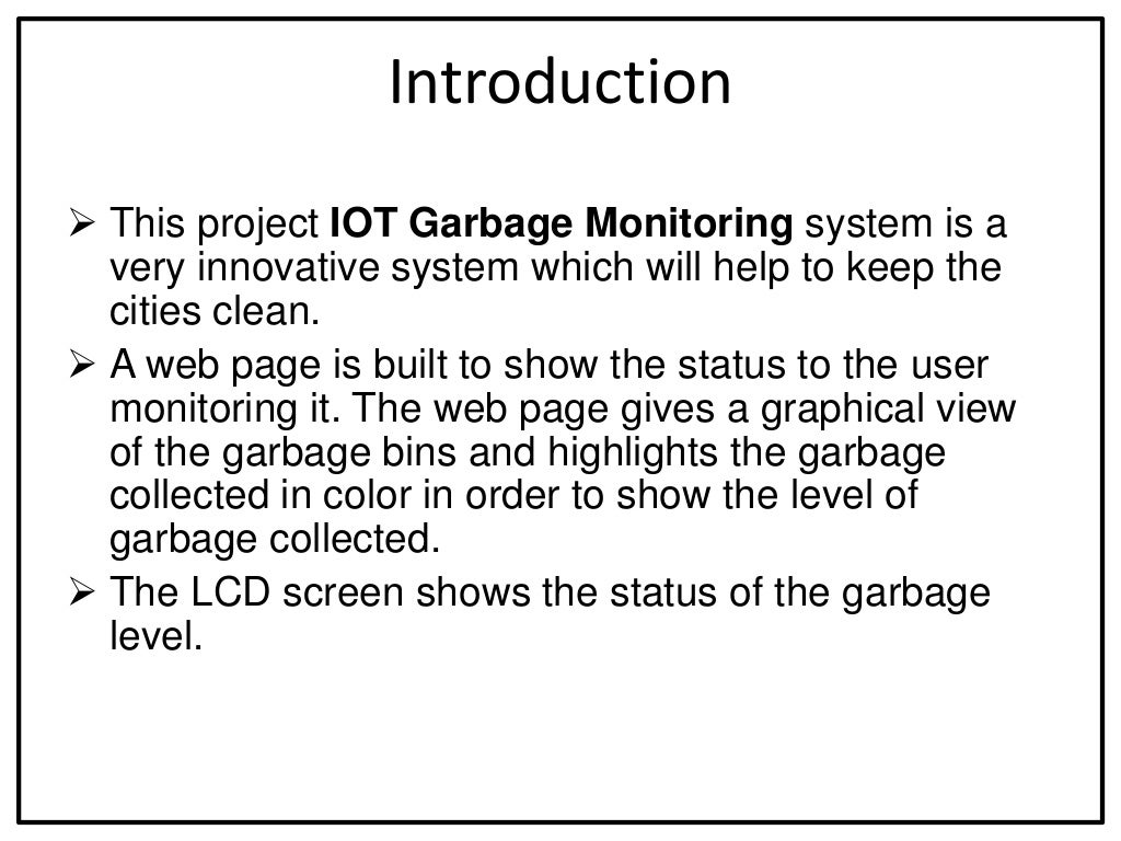 Iot Based Garbage Monitoring System Ppt