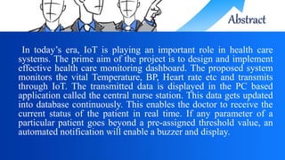 icu patient smart monitoring system using iot | PPTX