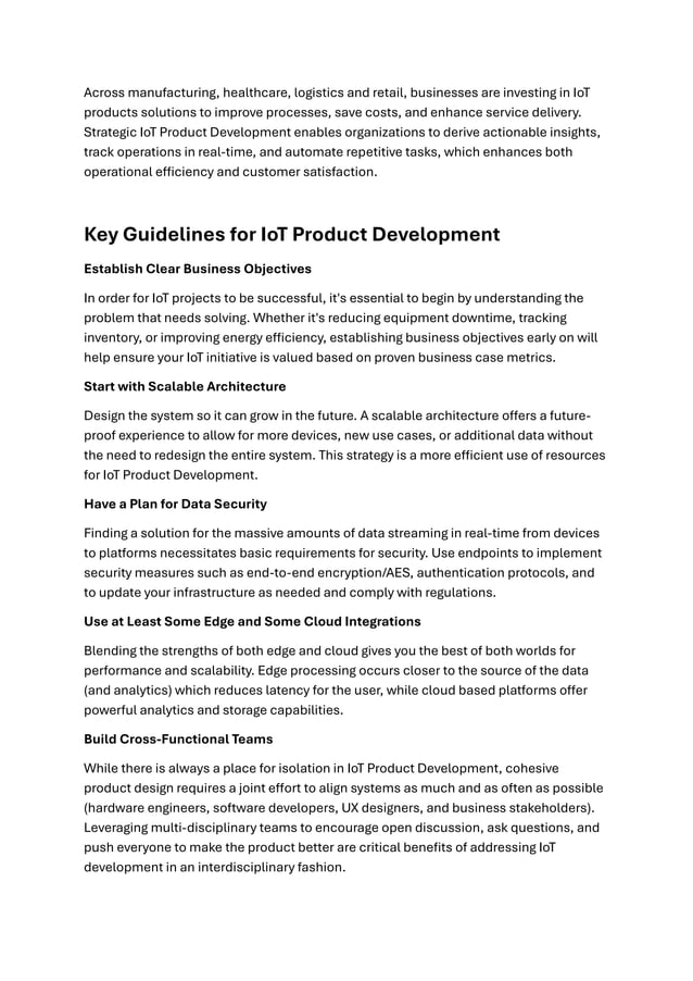 IoT Product Development Strategies for Competitive Business Advantage | PDF