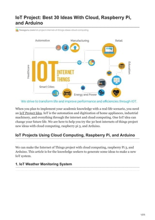 IoT project: best 30 ideas with cloud, raspberry pi, and arduino | PDF