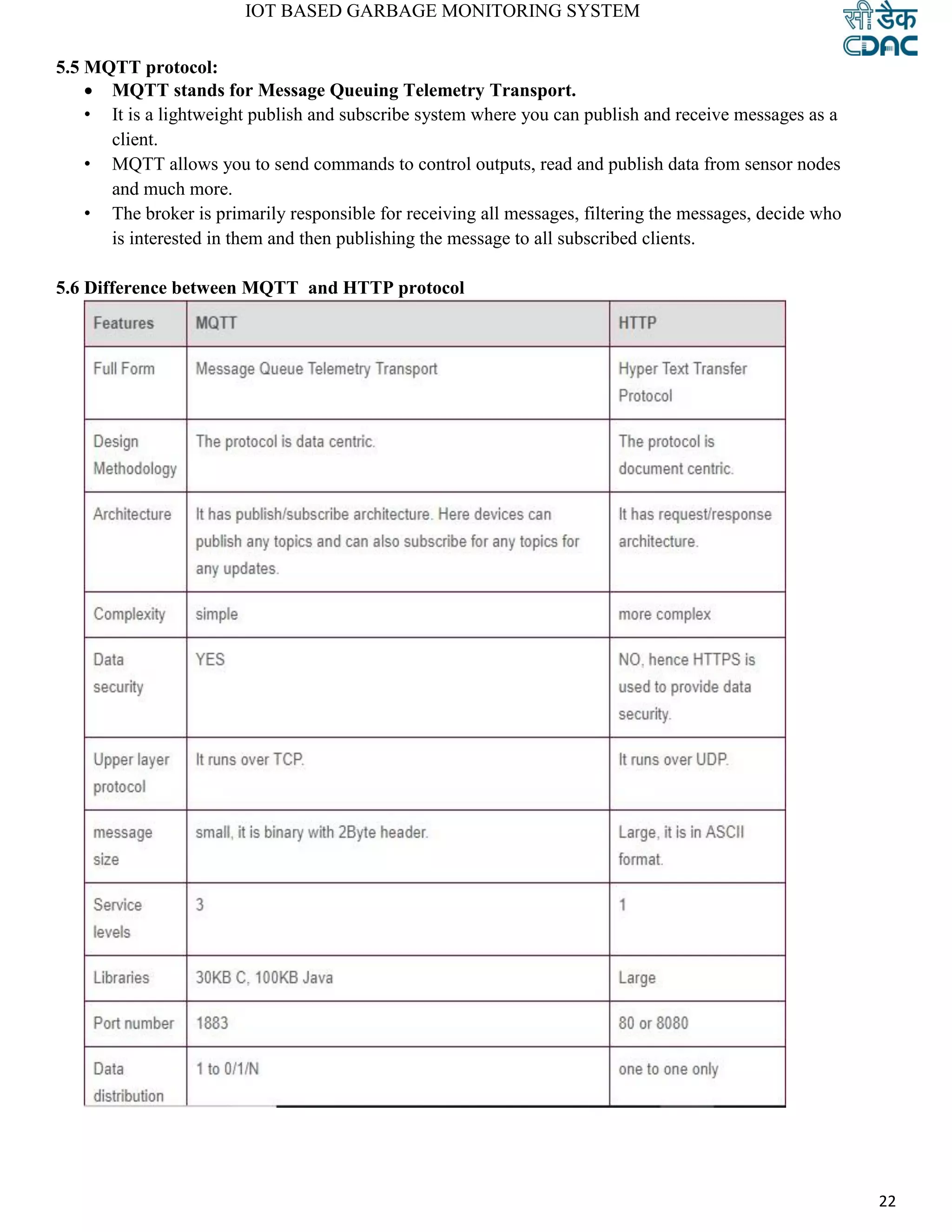 Project report on Iot Based Garbage Monitoring System | PDF
