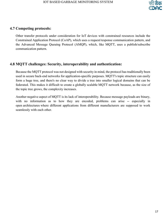 Project Report On Iot Based Garbage Monitoring System Pdf