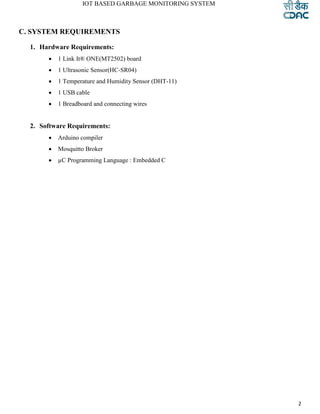 Project report on Iot Based Garbage Monitoring System | PDF