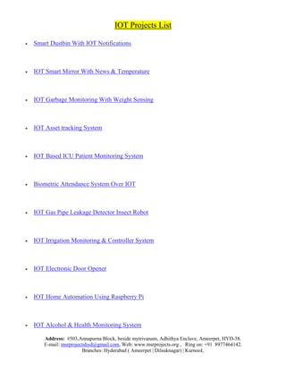 Iot projects 2021-2022 | PDF