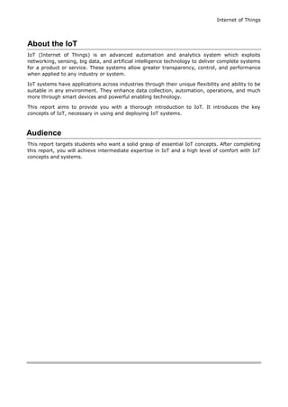 IOT( Internet of Things) Report | DOCX | Internet | Computing