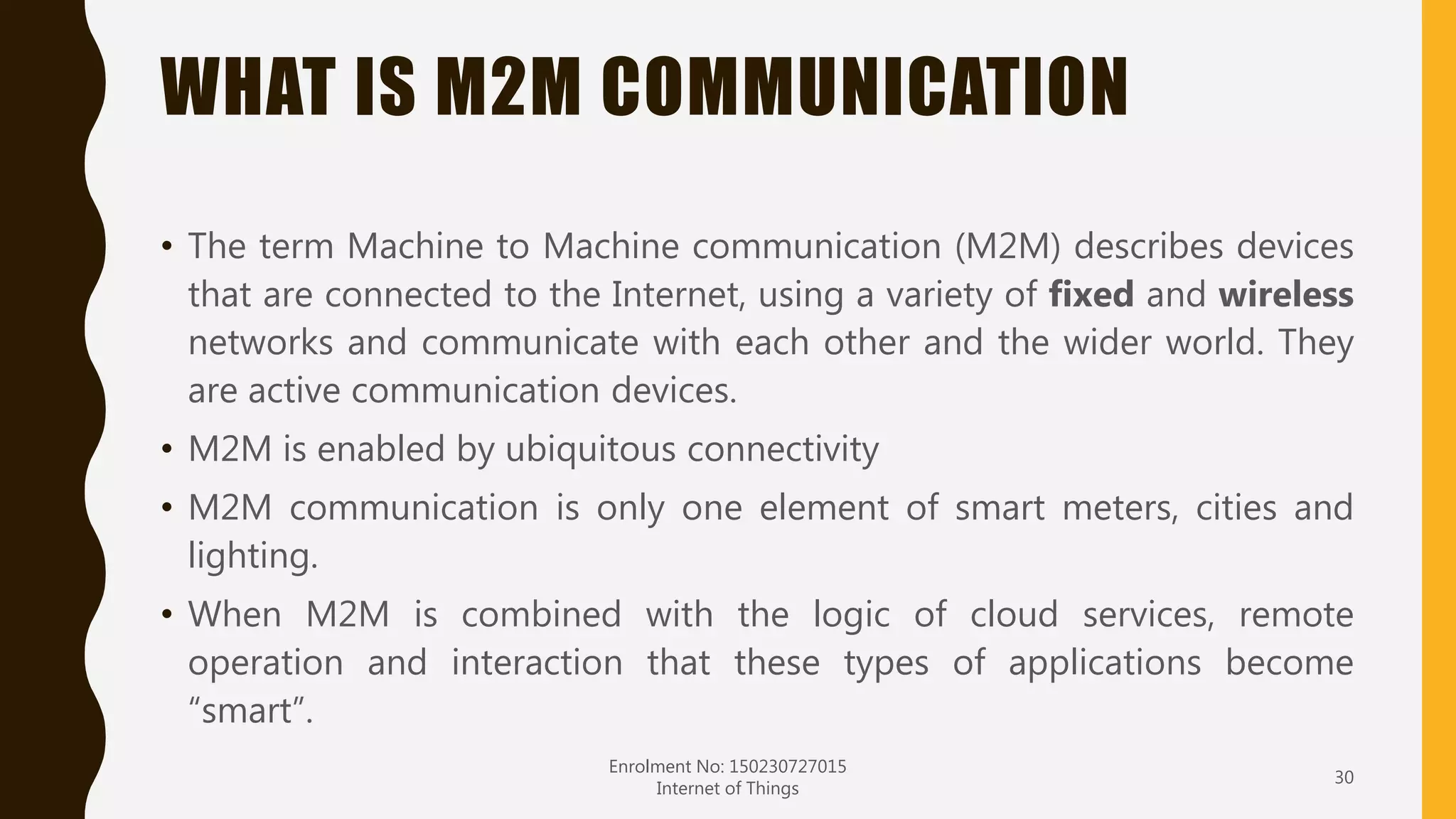 Internet of Things with Cloud Computing and M2M Communication | PPTX