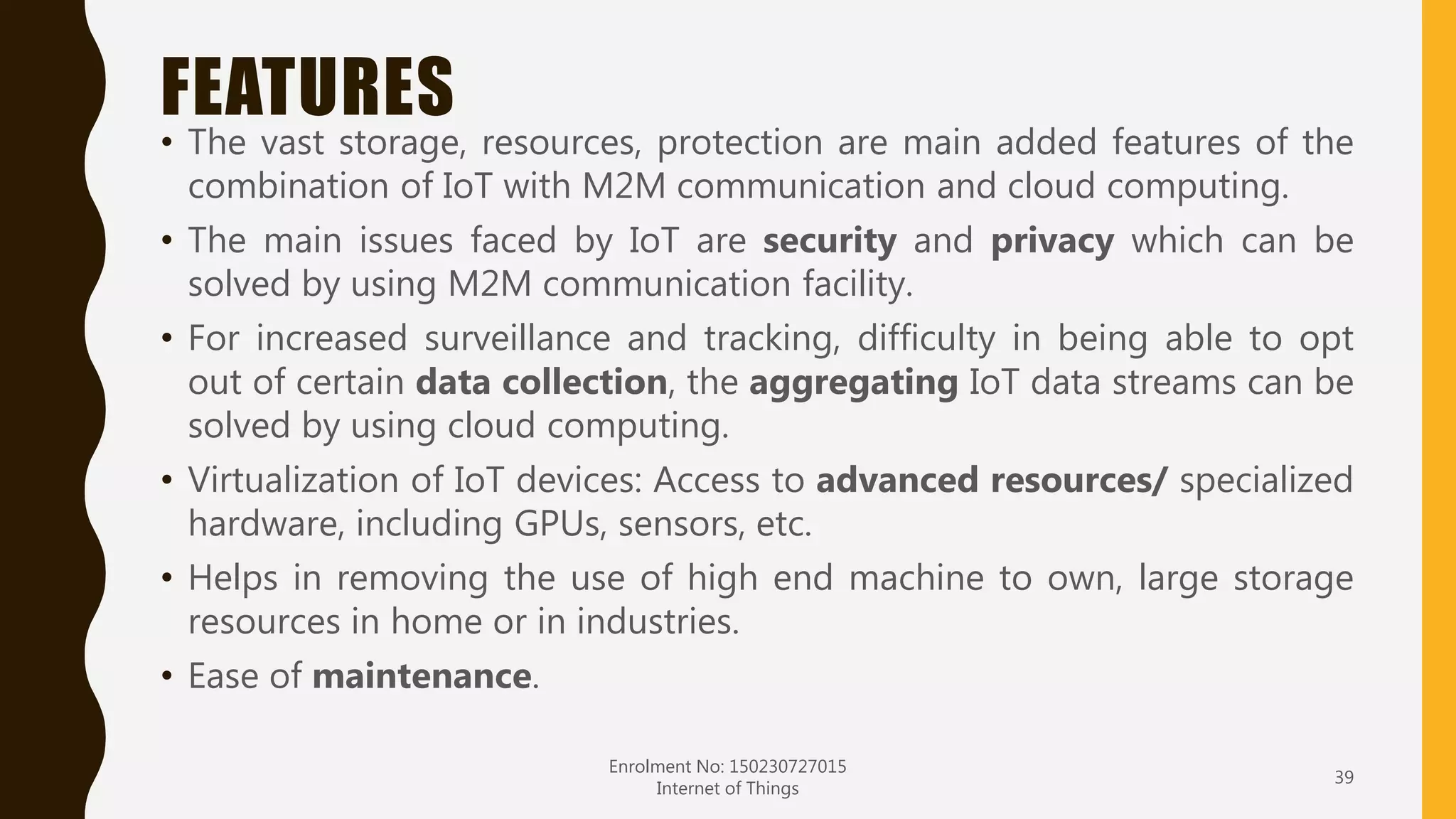 Internet of Things with Cloud Computing and M2M Communication | PPTX