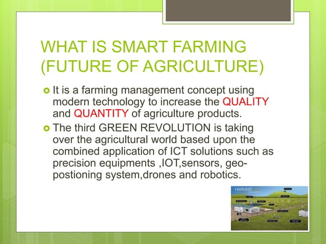 Smart agriculture system | PPTX | Agriculture | Industries