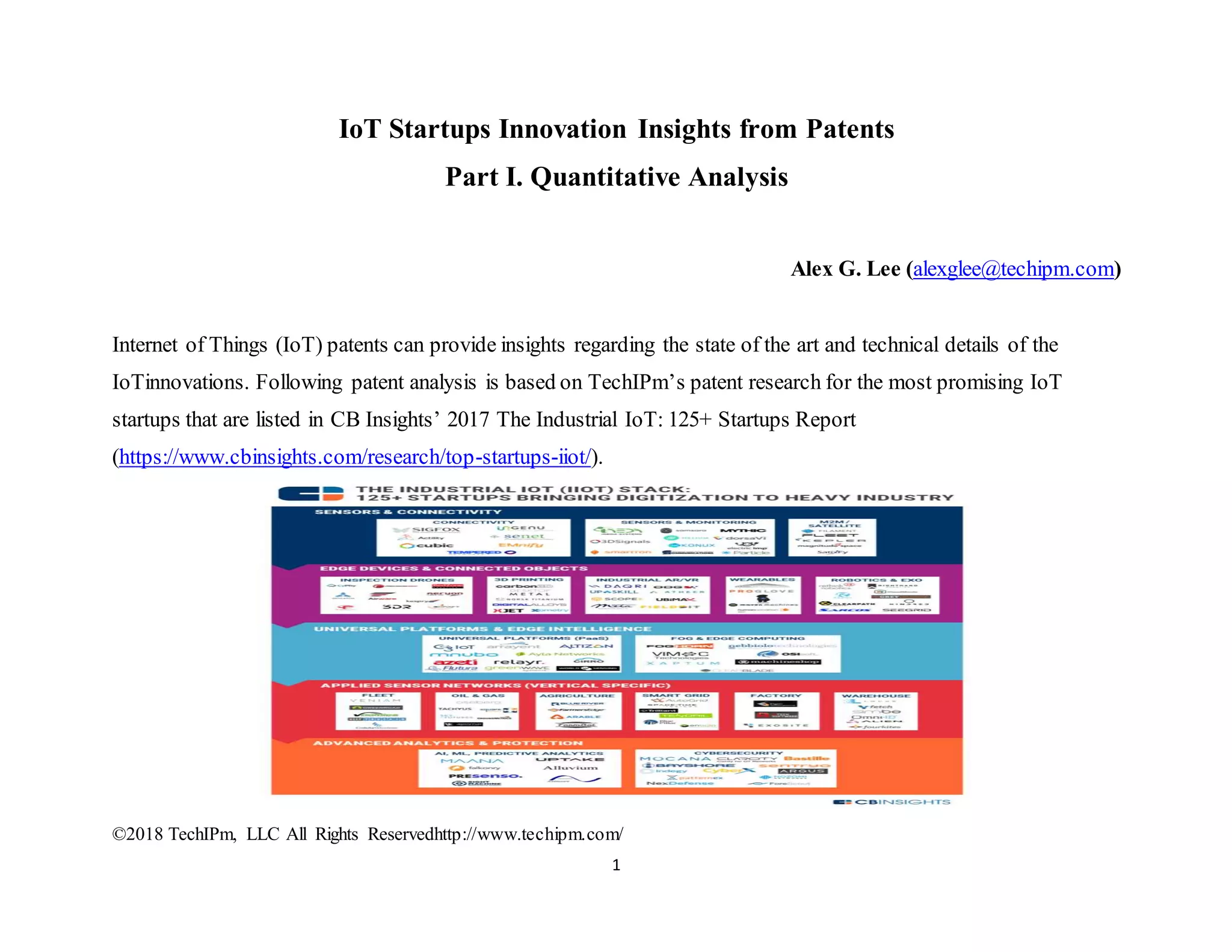 IoT Startups Innovation Insights from Patents: Part I. Quantitative Analysis | PPT
