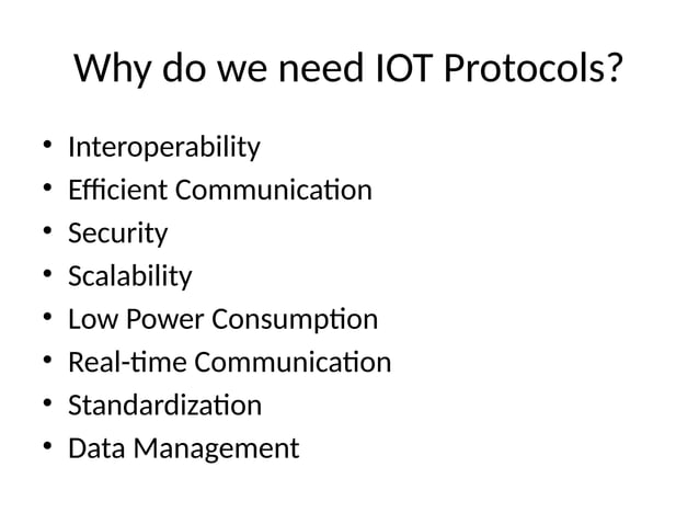 This is a presentation on IOT protocols. | PPTX