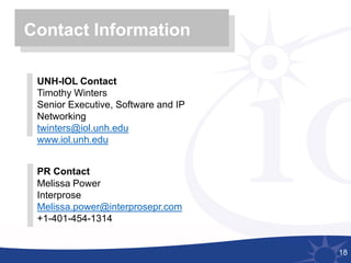 UNH-IOL Internet of Things (IoT) IP Testing Service | PPT