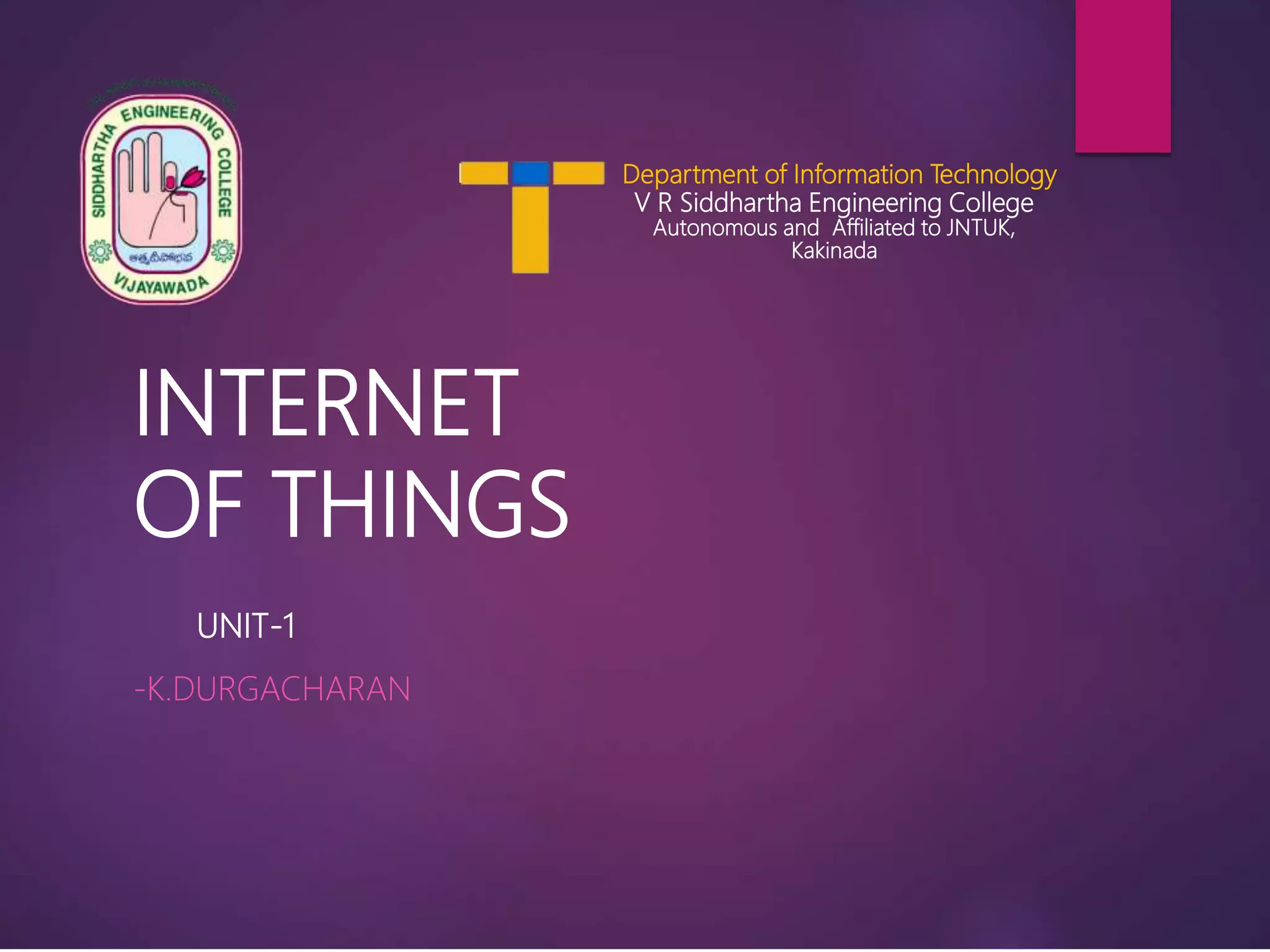 IOT Unit-1 (Introduction to IOT) by Durgacharan | PPTX | Computer Networking | Computing
