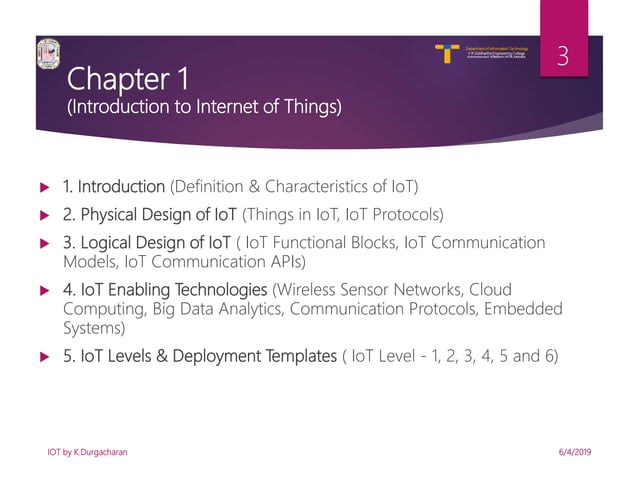 IOT Unit-1 (Introduction to IOT) by Durgacharan | PPTX | Computer Networking | Computing