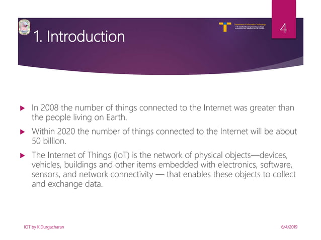 IOT Unit-1 (Introduction to IOT) by Durgacharan | PPTX | Computer Networking | Computing