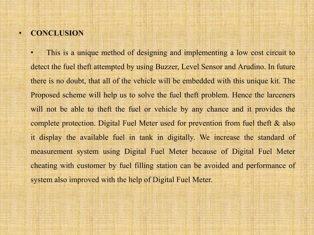 IOT Vehicle Fuel Theft Detection System Using Arduino.pptx | Gasoline ...