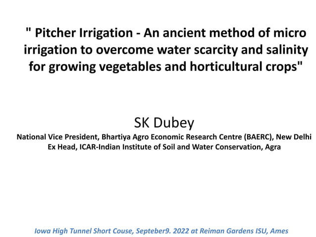 Pitcher Irrigation - An ancient method of micro irrigation to overcome ...