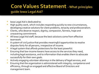 Iowa Legal Aid's Mission Vision and Core Training Module | PPT