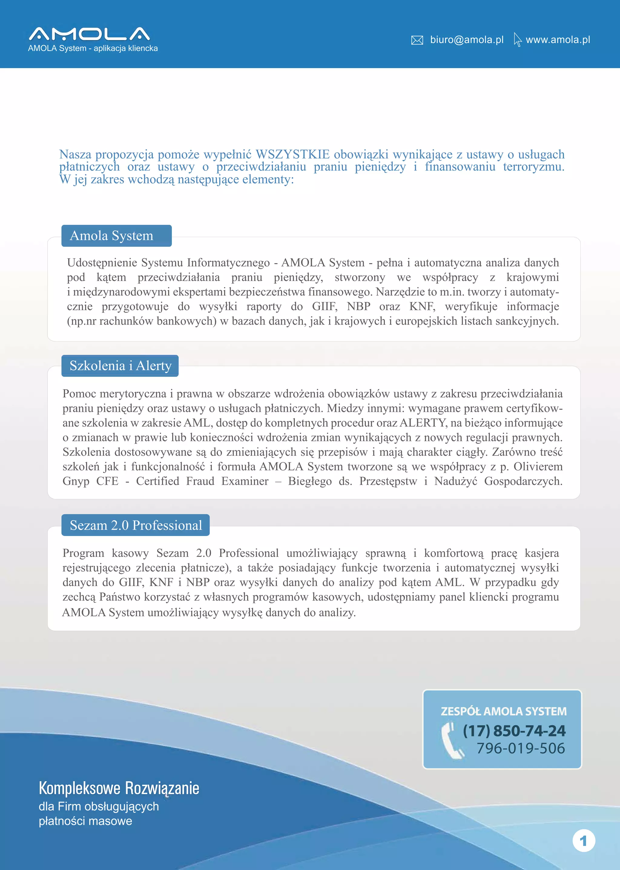 AMOLA SYSTEM - Oferta cenowa | PDF