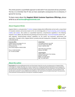 Whitepaper: IP Risk Assessment & Loss Prevention - Happiest Minds | PDF
