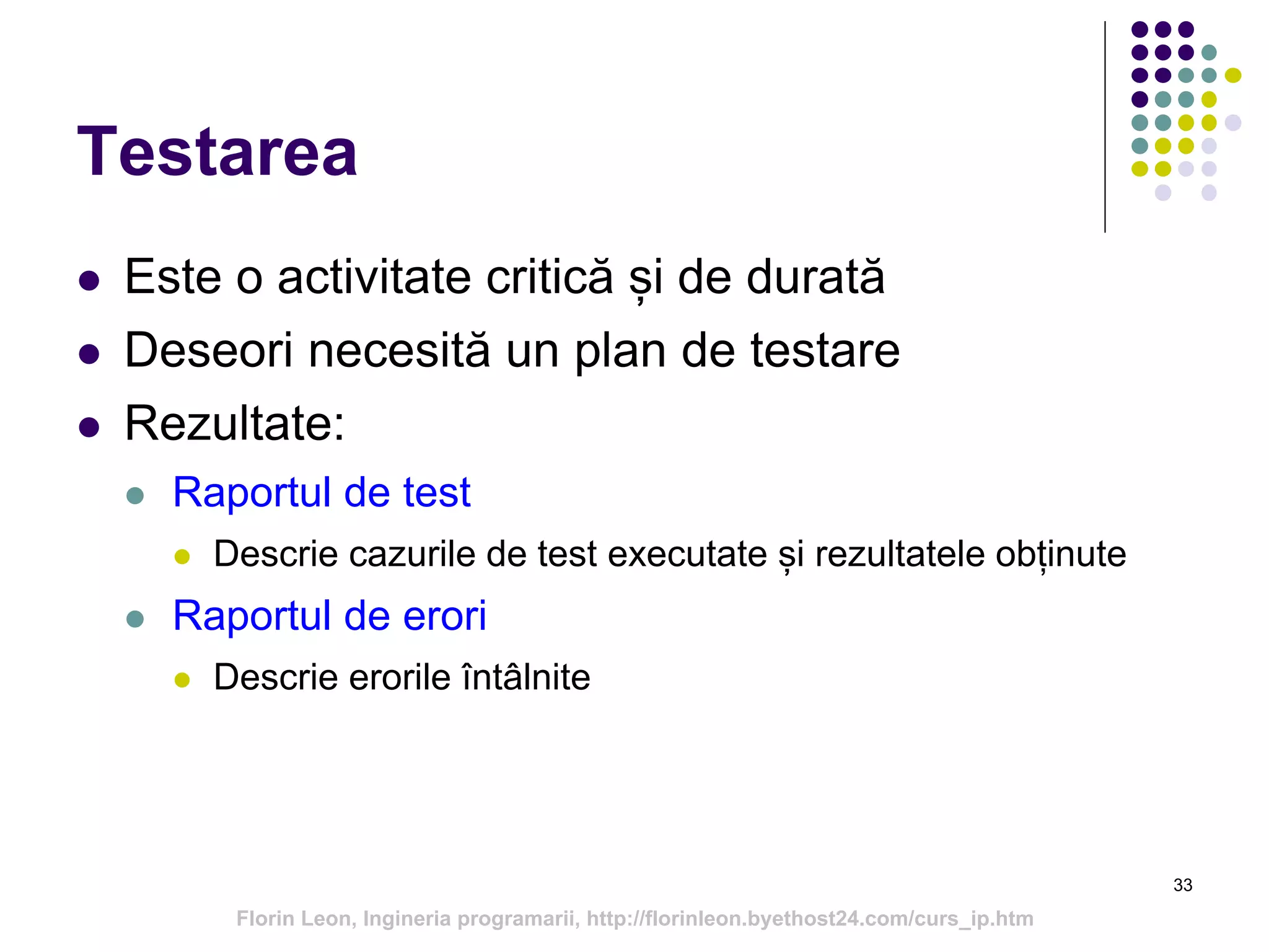 Introducere in ingineria programarii | PPT