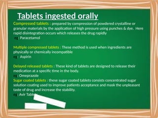 Tablets •|• [types of tablets] and classification of tablets | PPTX