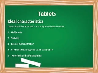 Tablets •|• [types of tablets] and classification of tablets | PPTX