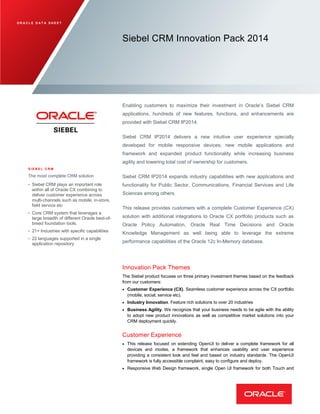 Siebel CRM Innovation Pack 2014 | PDF