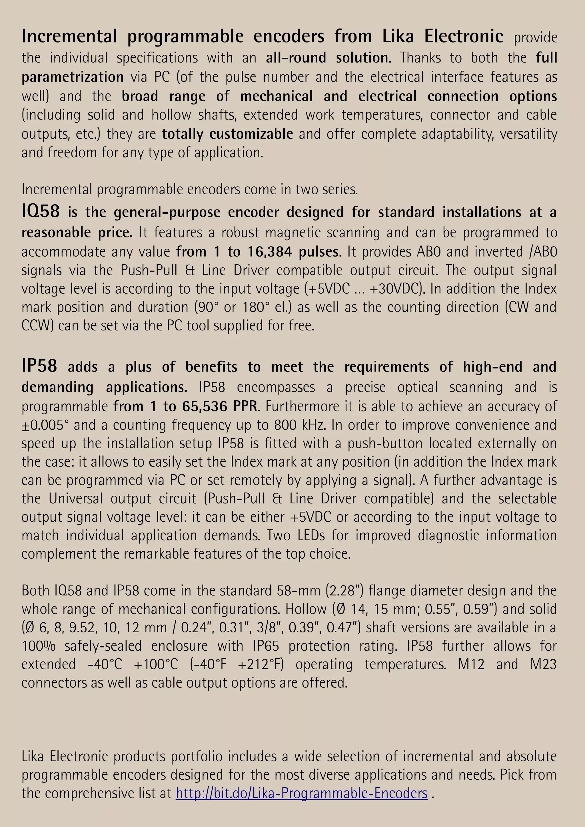 IP58 IQ58 Programmable Incremental Encoder EN | PDF